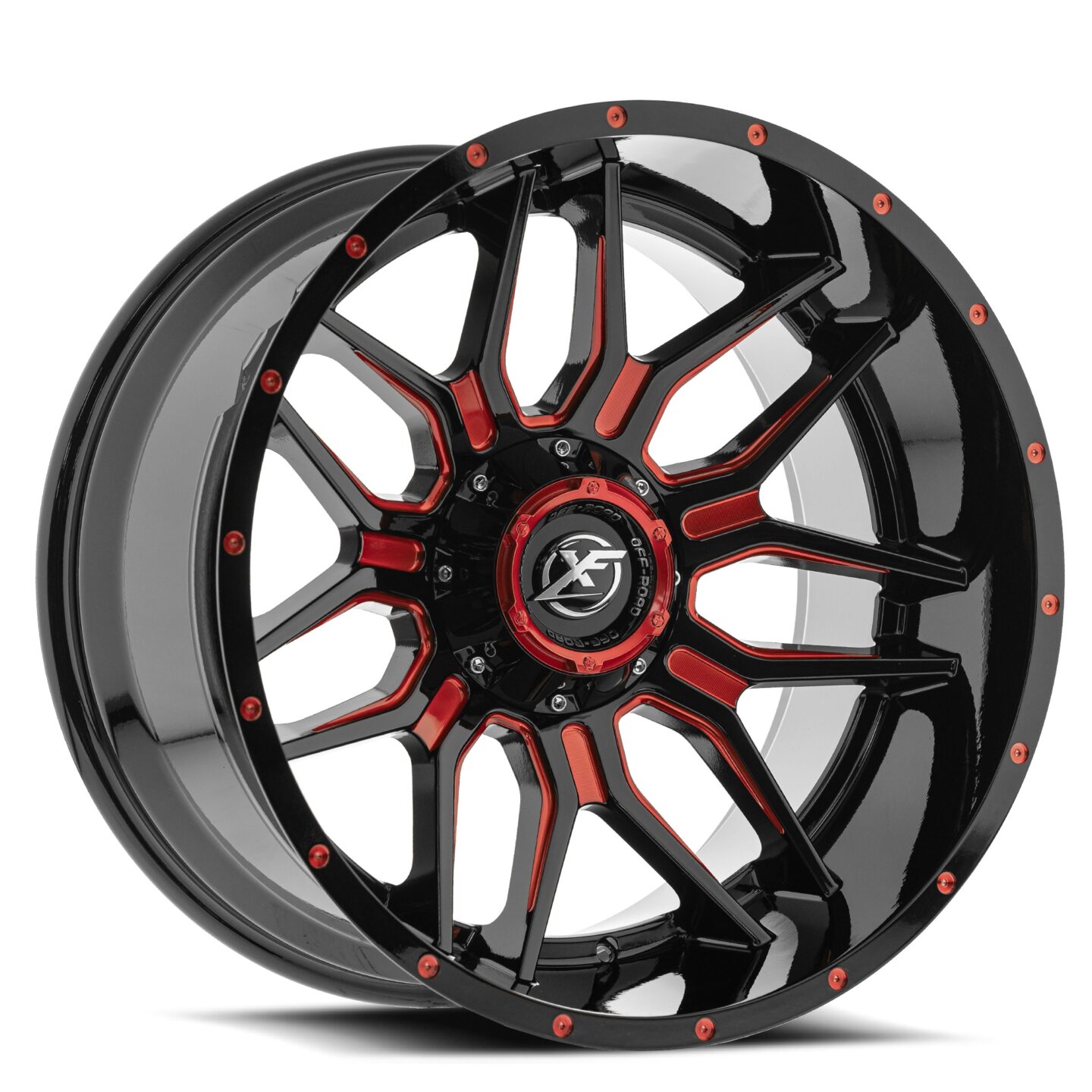 XF-222 20X10 5X139.7 5X150 -12 Cb 110.3 Gloss Black & Red Milled – Shop ...