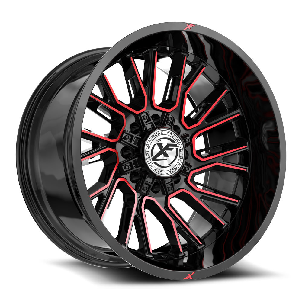XF-230 20×9 8×165.1 8×180 0 Cb 125.2 Gloss Black & Red Machined – Shop ...