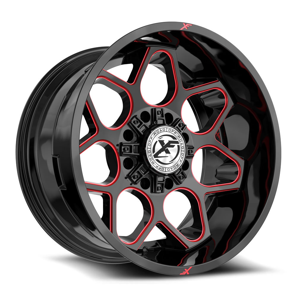 XF-233 20x10 8x165.1 8x170 -12 Cb 125.2 Gloss Black & Red Milled - Shop ...