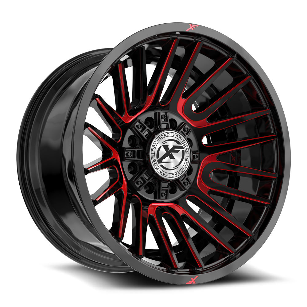 XF-234 22x12 8x165.1 8x170 -44 Cb 125.2 Gloss Black & Red Machined ...